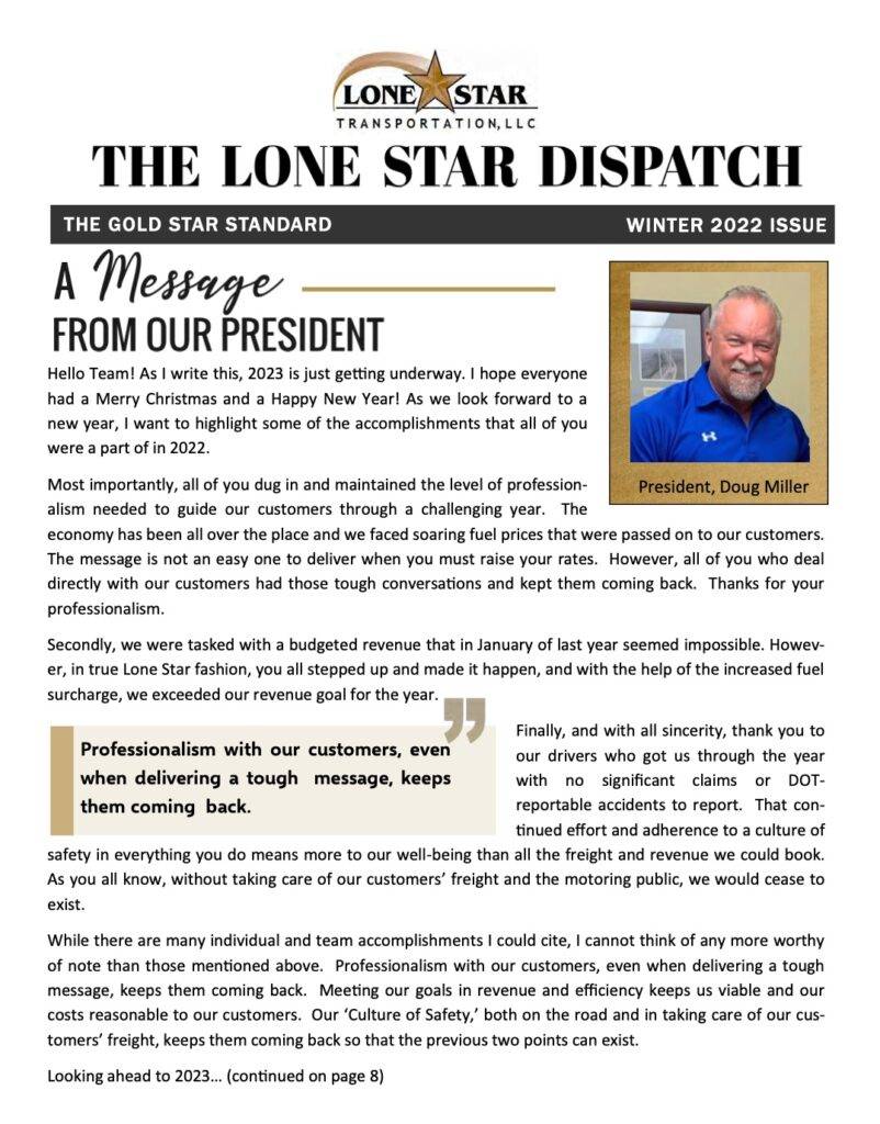 Winter Issue 2022 - Lone Star Transportation